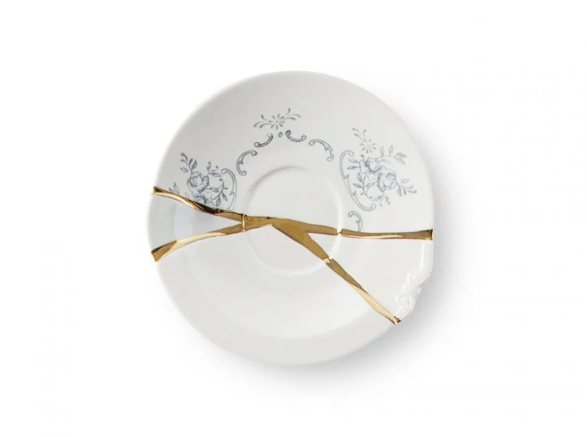 Кавова чашка Kintsugi з блюдцем